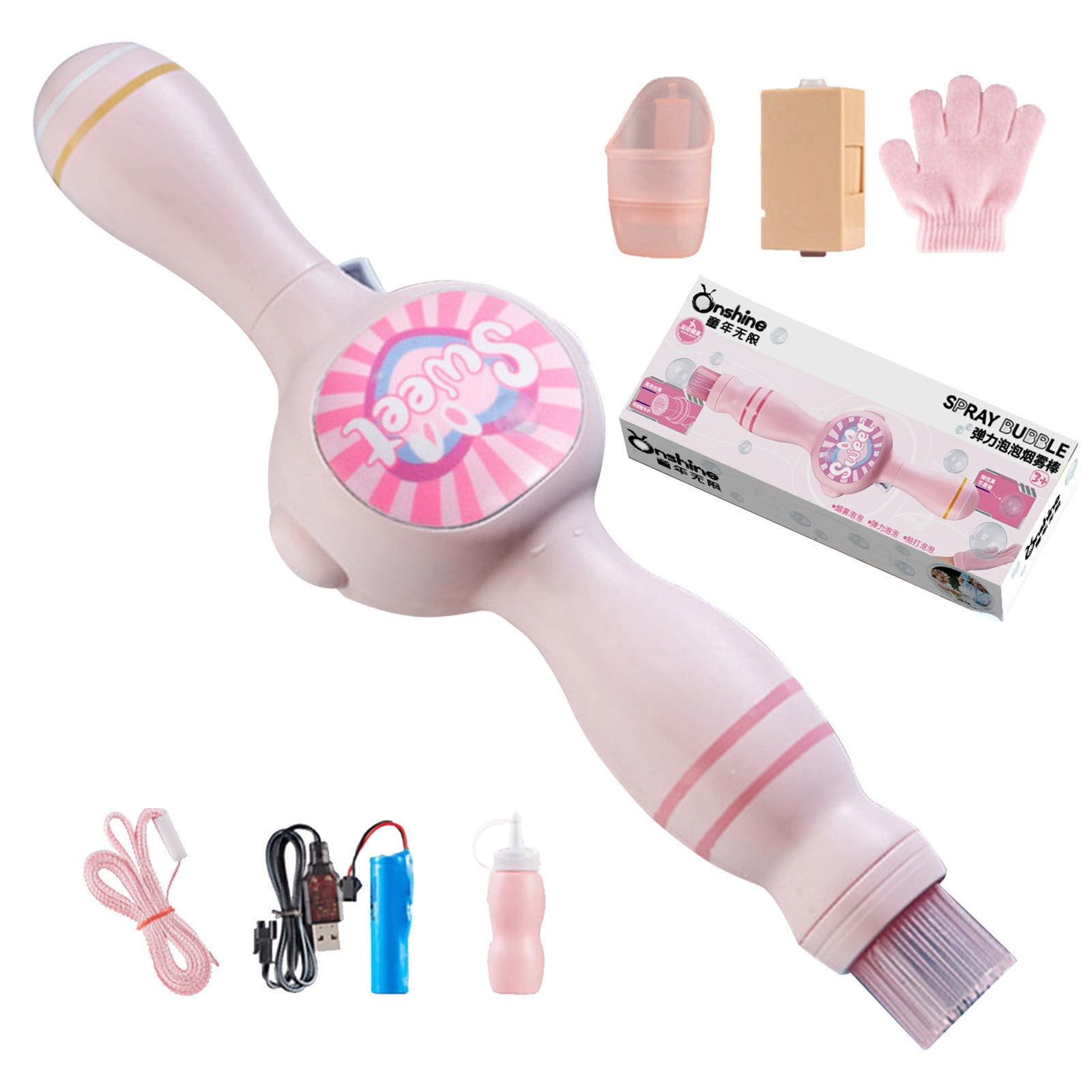 ZMKIAG Smoke Bubble Machine Set, Cute Bubble Machine with Filling Liquid, Charging Cable and ...