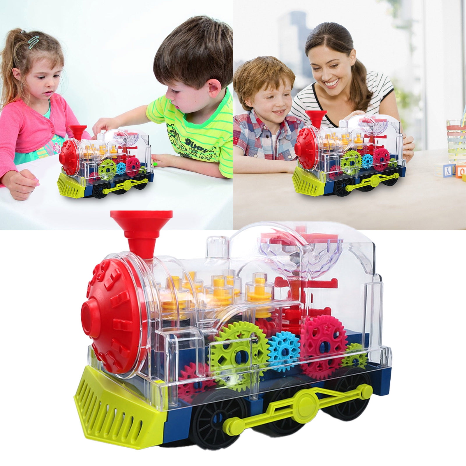ZMKIAG Transparent Electric Gear Train Toy with Flashing Lights and ...