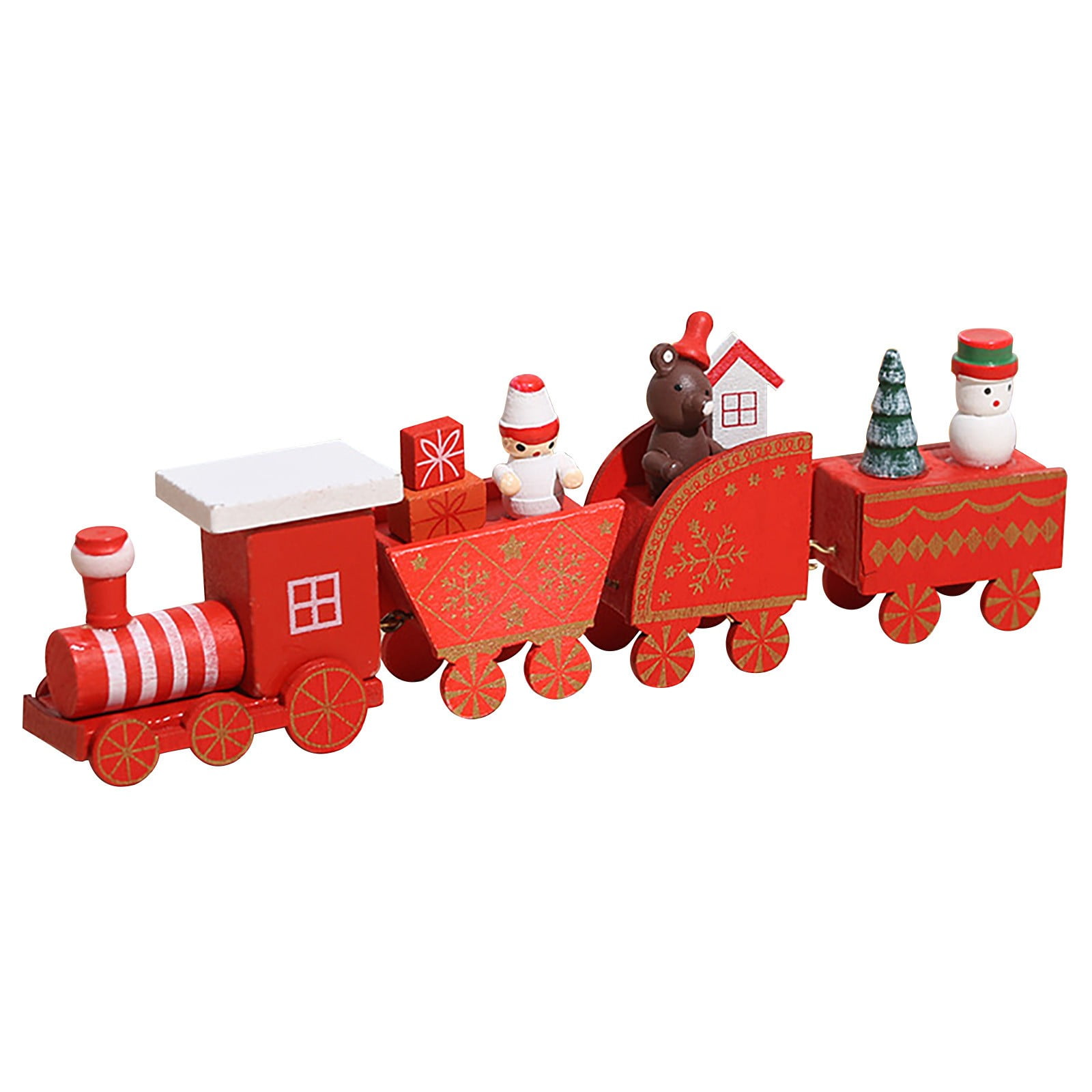 ZMKIAG Wooden Christmas Train Set with Santa Claus - Festive Holiday ...