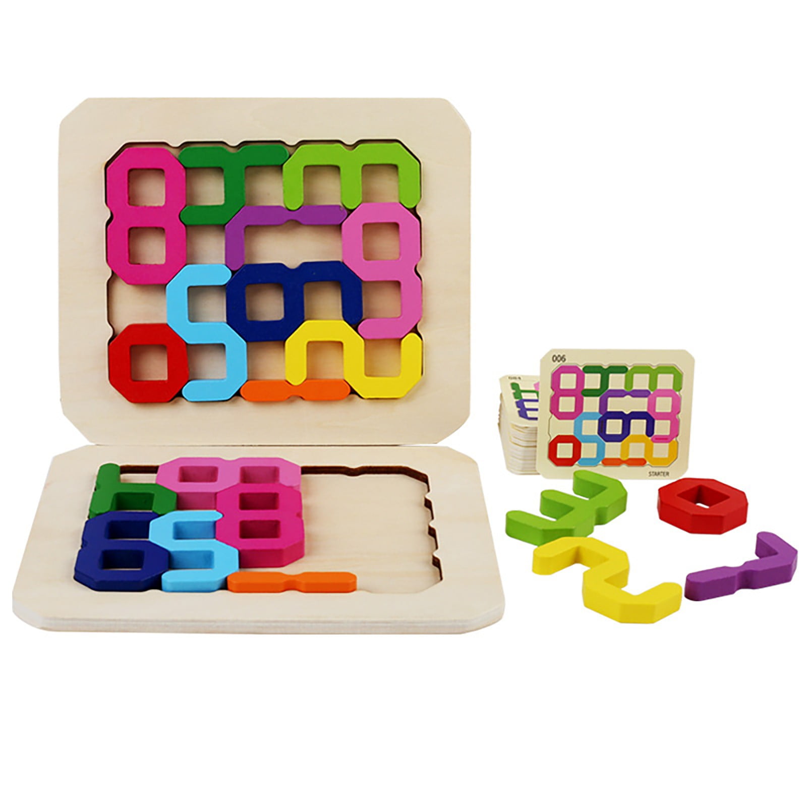 ZMKIAG Wooden Numbers Jigsaw Game, Montessori Wooden Number Blocks ...