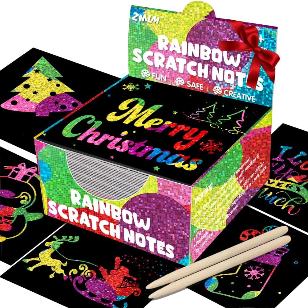 ZMLM Stocking Stuffers Gift for Kids - 165 Holographic Rainbow Scratch ...