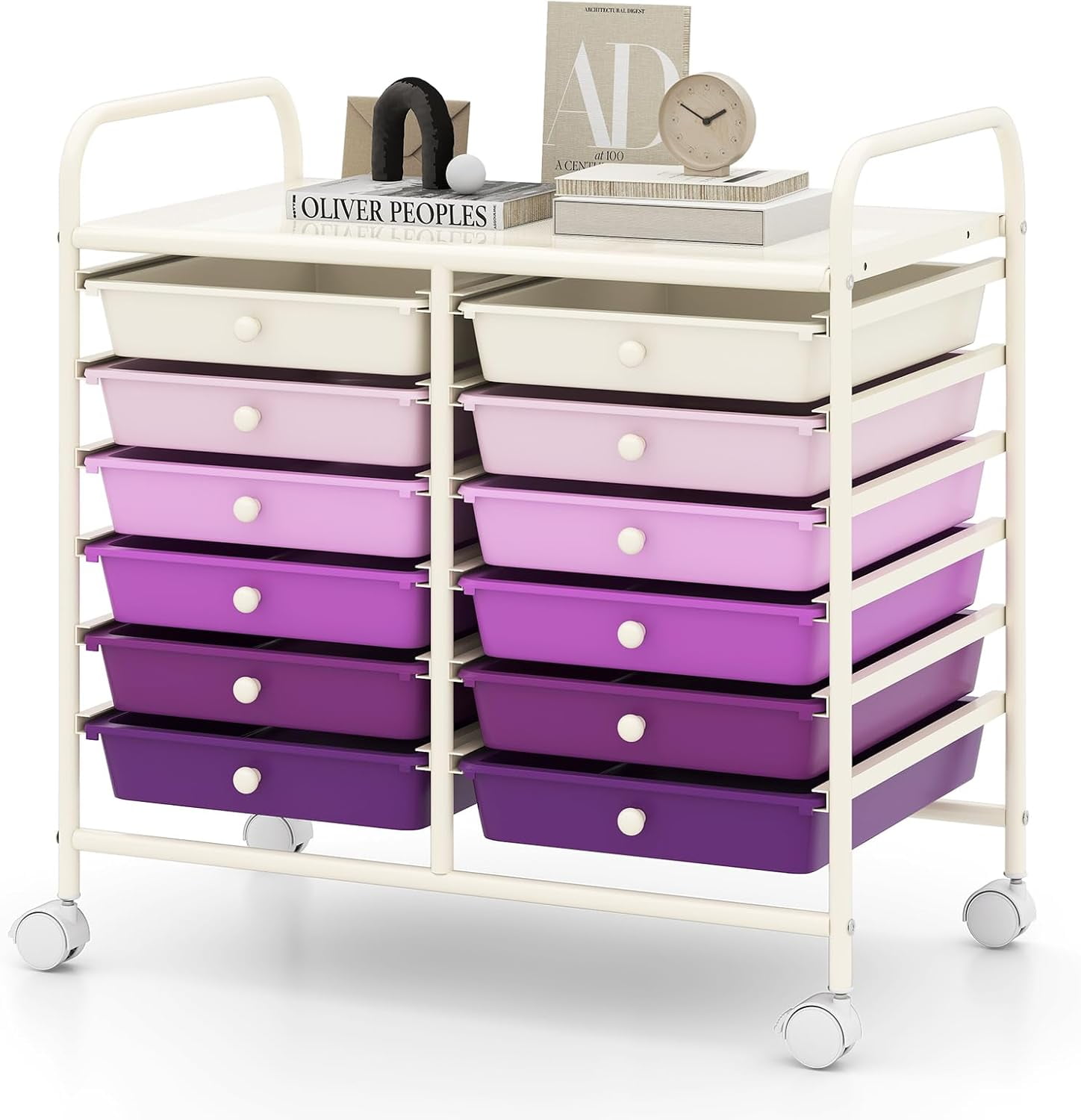 ZMMOO 12-Drawer Rolling Storage Cart - Mobile Utility Cart on Wheels ...