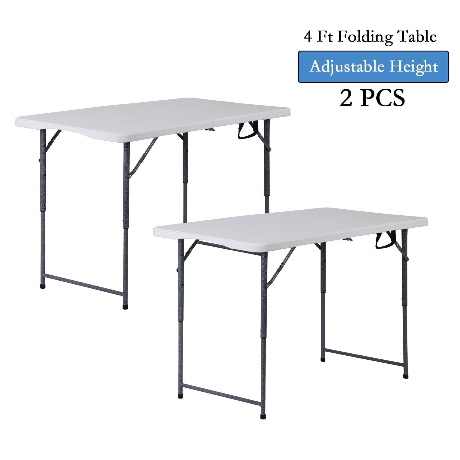 ZMMOO 2 Pack 4FT Folding Tables, Adjustable Height Portable Plastic ...