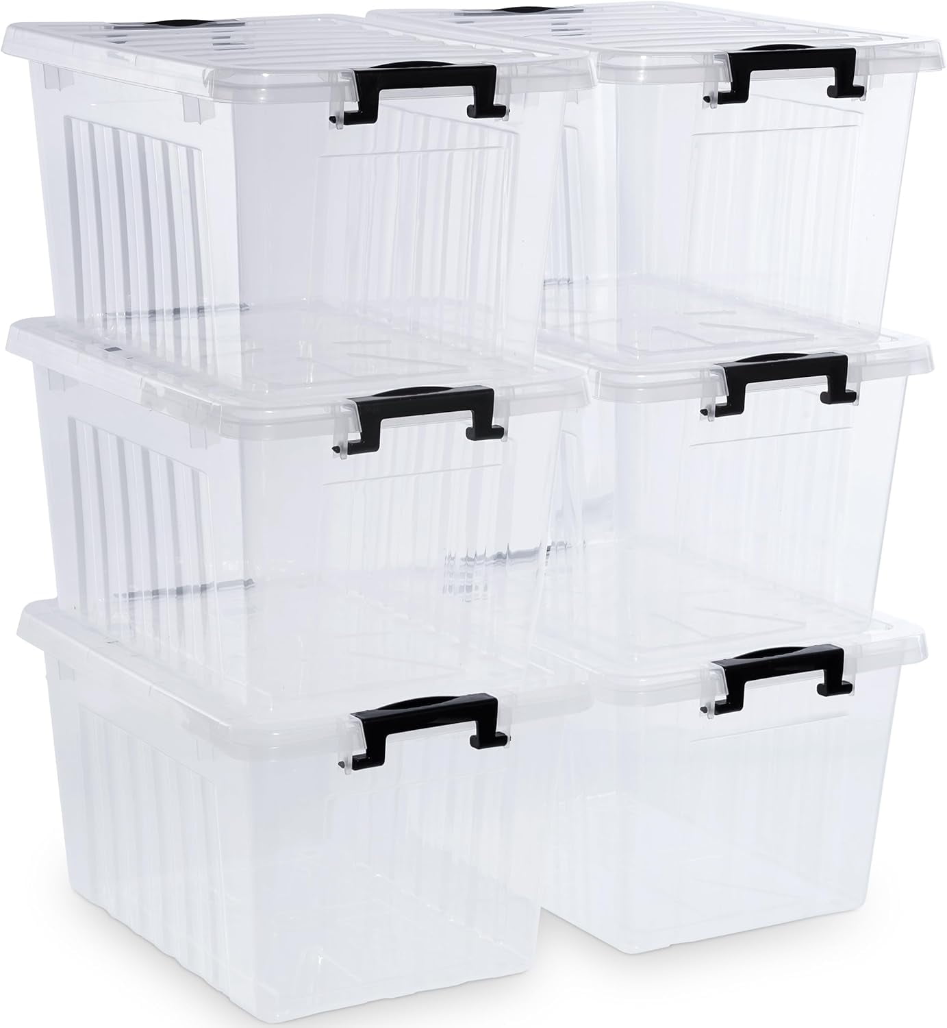 ZMMOO 22 QT Clear Plastic Storage Bins with Lids Stackable and Nestable ...