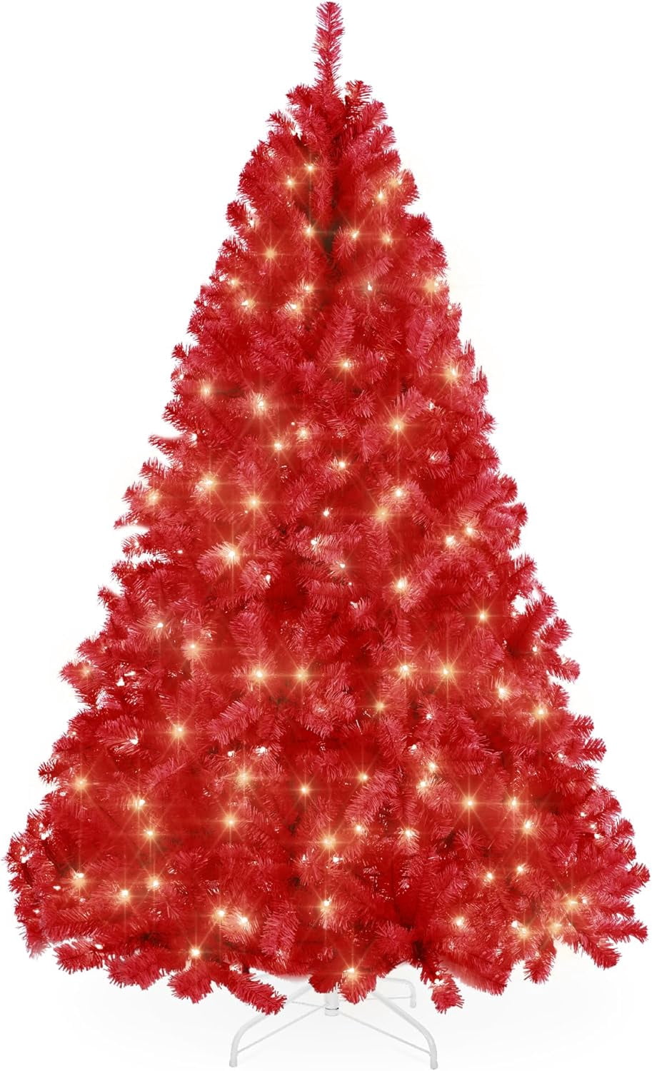ZMMOO 4.5ft Pre-Lit Red Christmas Tree, Full Artificial Holiday ...
