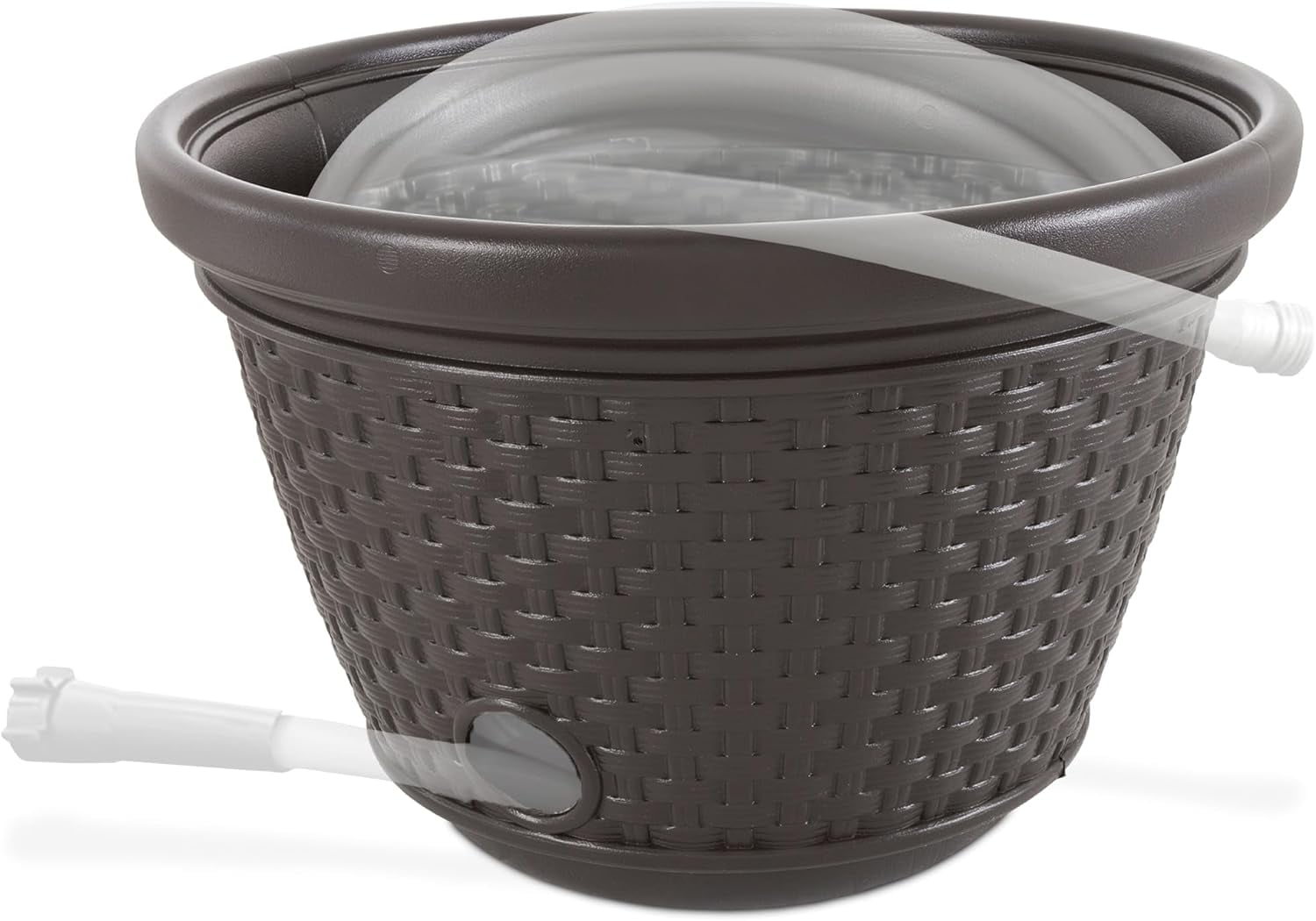 ZMMOO 4 Pack Wicker Hose Pot, Decorative Resin Garden Hose Storage ...