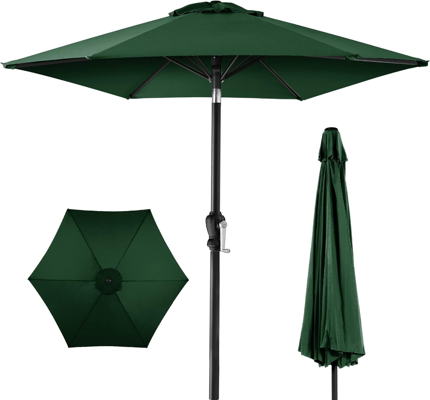 ZMMOO 7.5ft Heavy-Duty Round Outdoor Market Table Patio Umbrella w ...