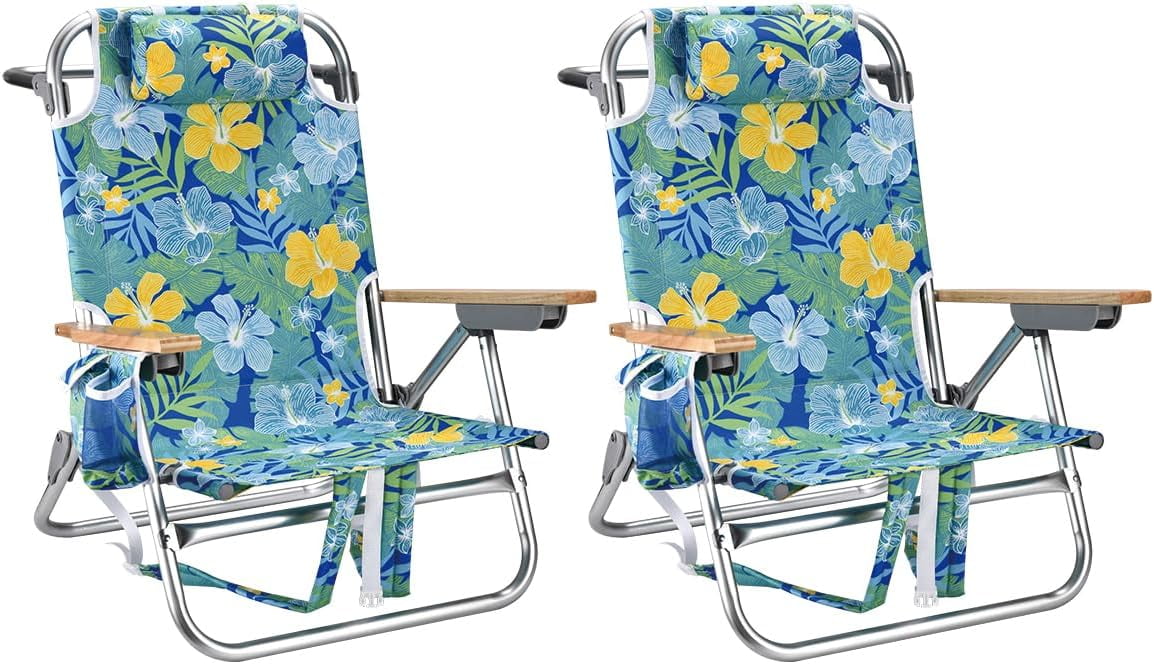 ZMMOO Backpack Beach Chairs for Adults Capacity 300 LBS Low 5 Position ...