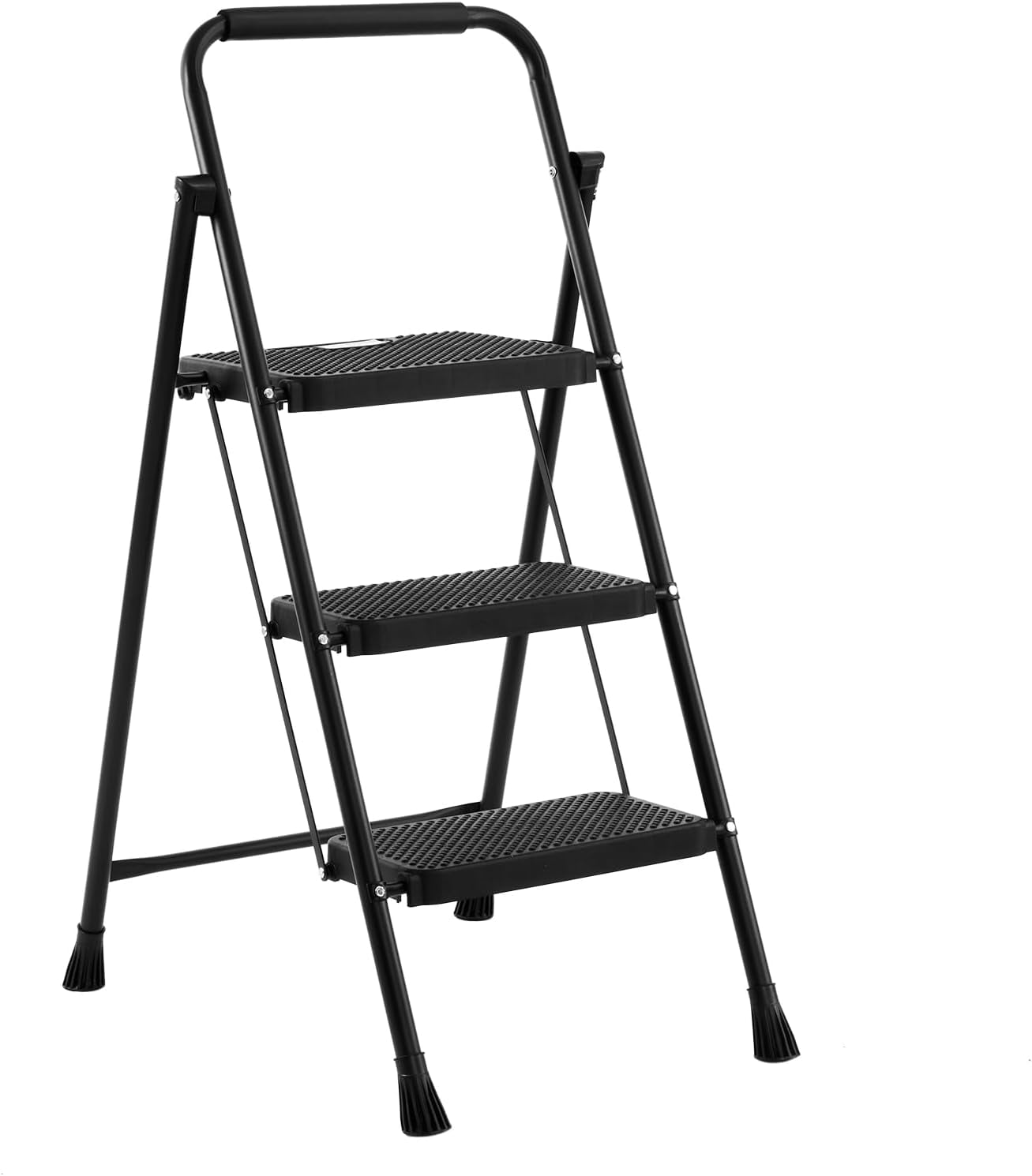 ZMMOO Foldable 3 Step Stool Ladder, 300 Lb Weight Limit Folding 3 ...