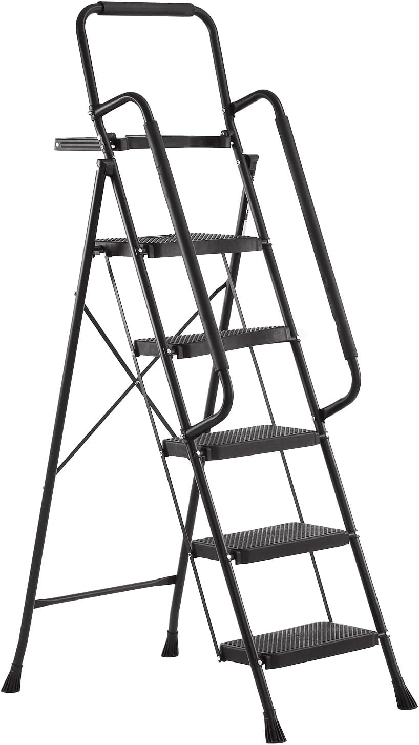 ZMMOO Foldable 5 Step Stool Ladder,300 Lb Weight Limit Folding 5 ...