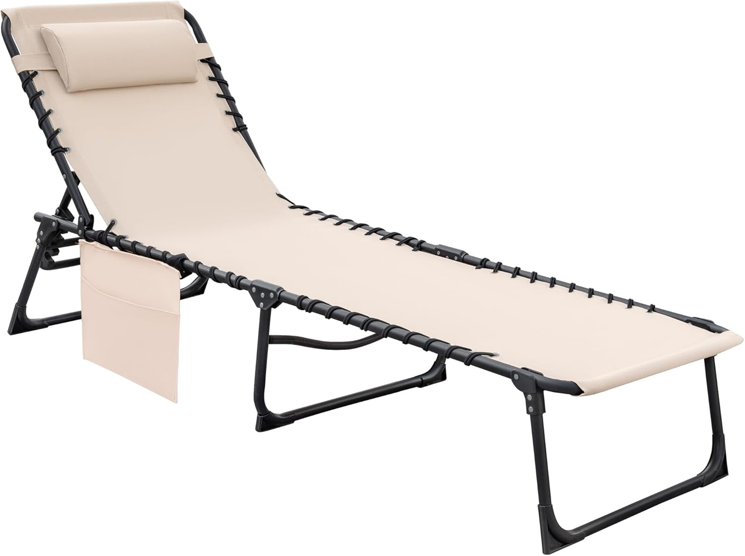 ZMMOO Foldable Chaise Lounge Chair 5-Position Adjustable, Tanning Chair ...