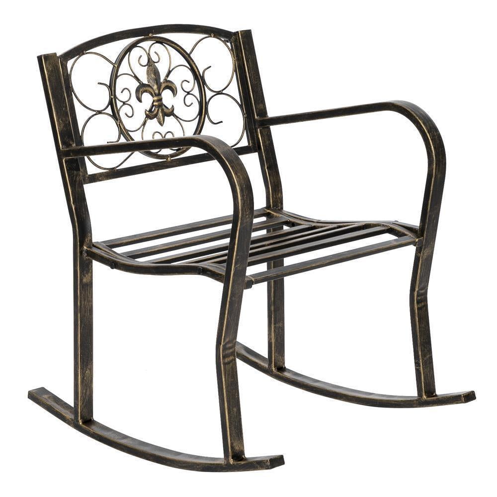 ZMMOO Indoor/Outdoor Rocking Chair – Wrought Iron Patio Porch Rocker ...