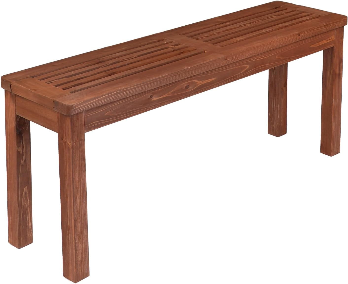 ZMMOO Outdoor Wooden Bench, 45” Porch Bench Outdoor Backless Garden ...