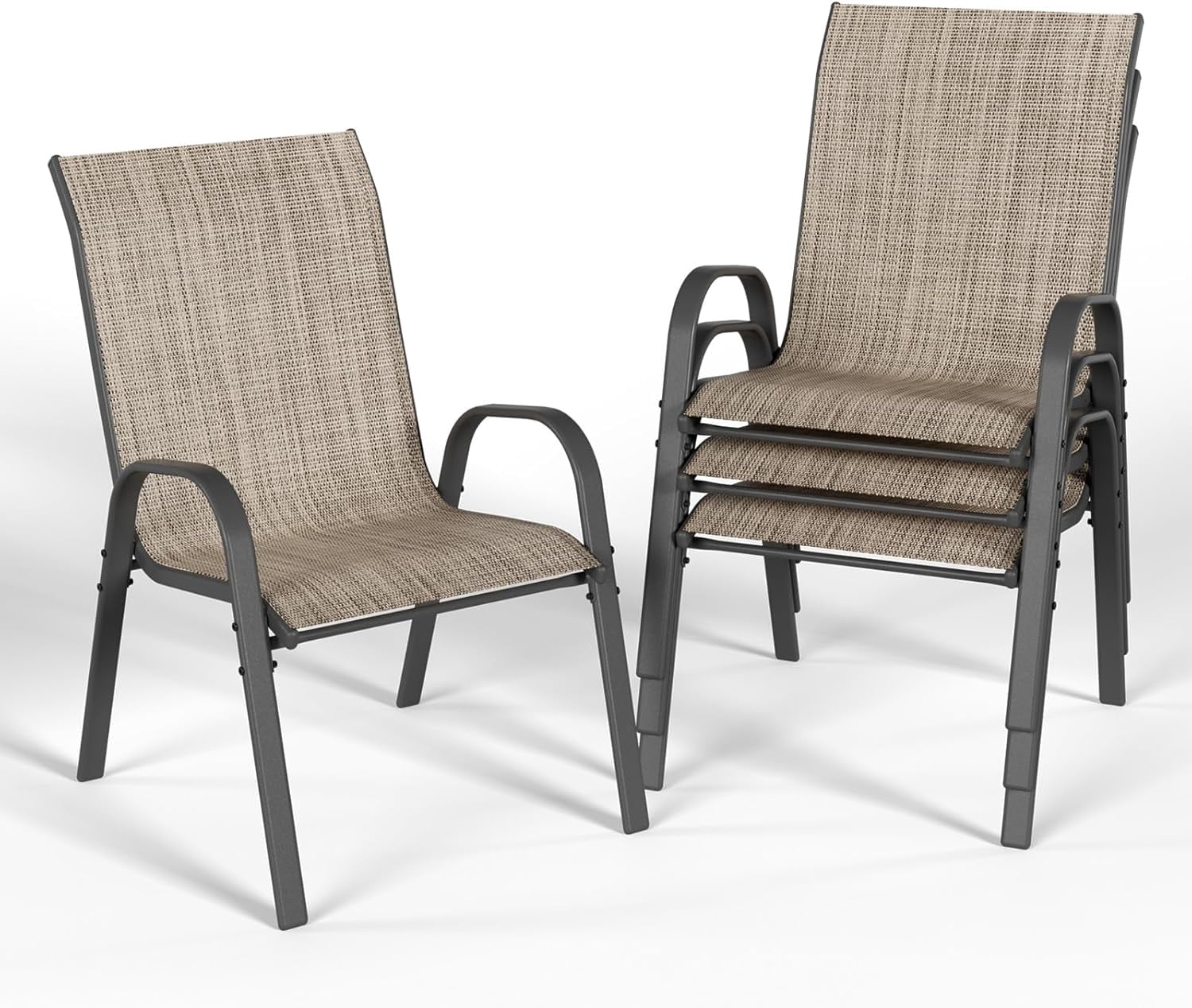 ZMMOO Patio Dining Chairs Set of 4, Outdoor High Stacking Chairs for ...