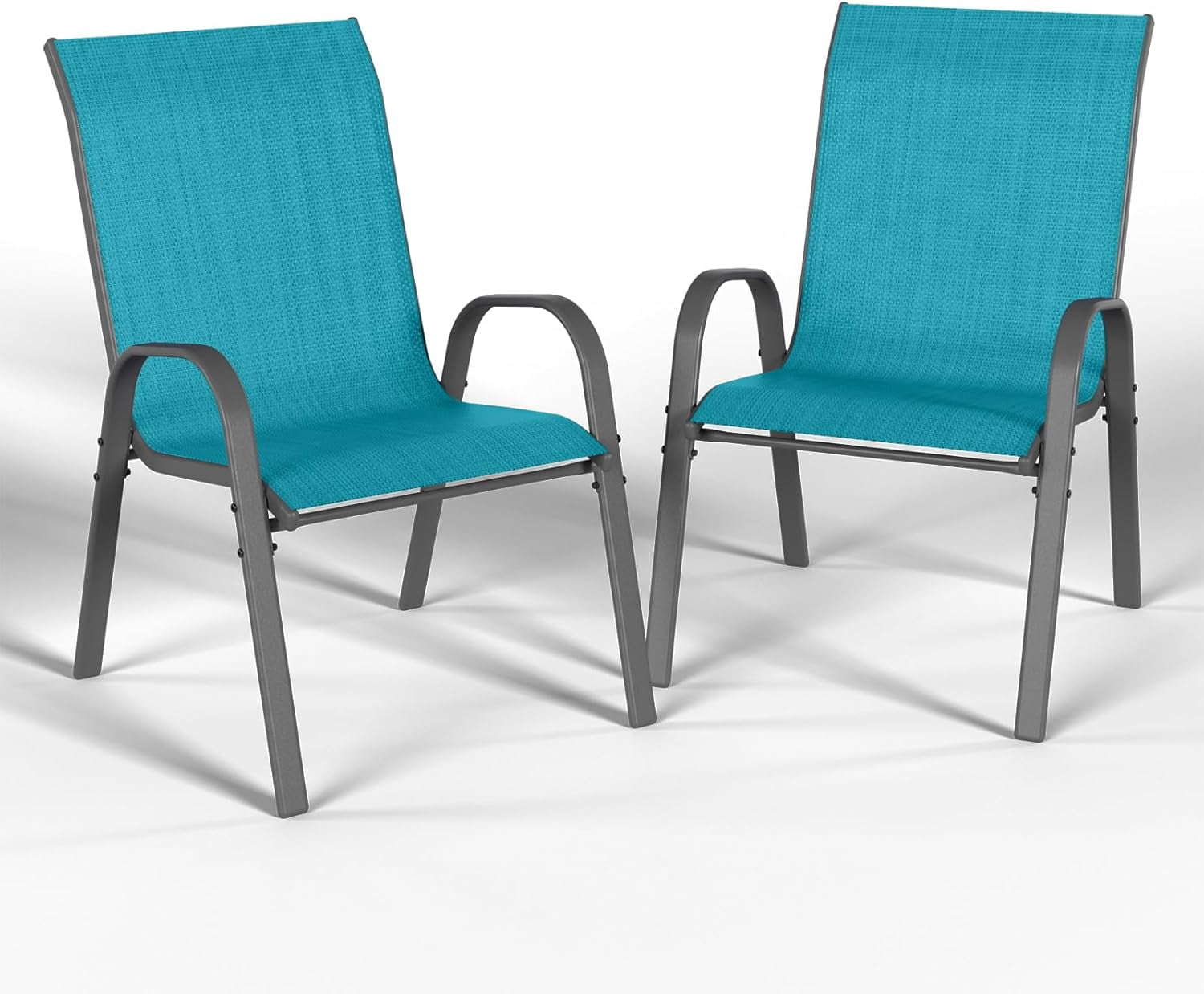 ZMMOO Patio Dining Chairs Set of 2, Outdoor Stackable Chairs with High ...