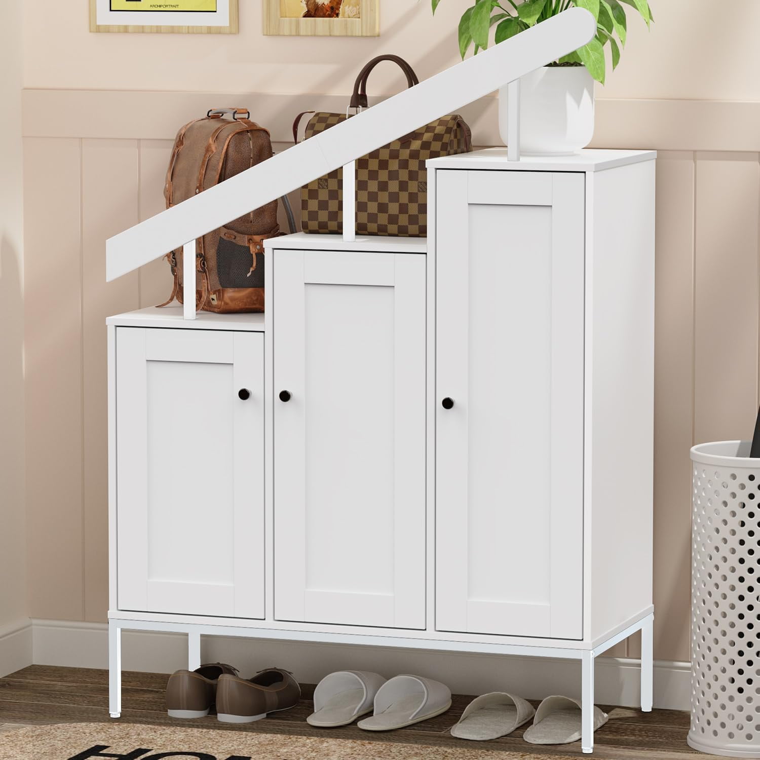 ZMMOO Shoe Storage Cabinet, Step Cabinet with 6-Tier Adjustable Shelves ...