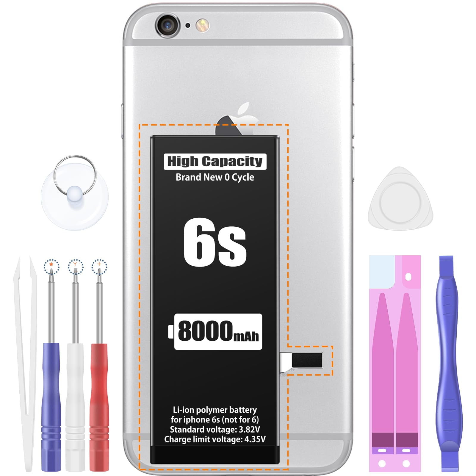 ZMNT (8000mAh) Battery for iPhone 6s (2024 New Version),(Model: A1633 ...