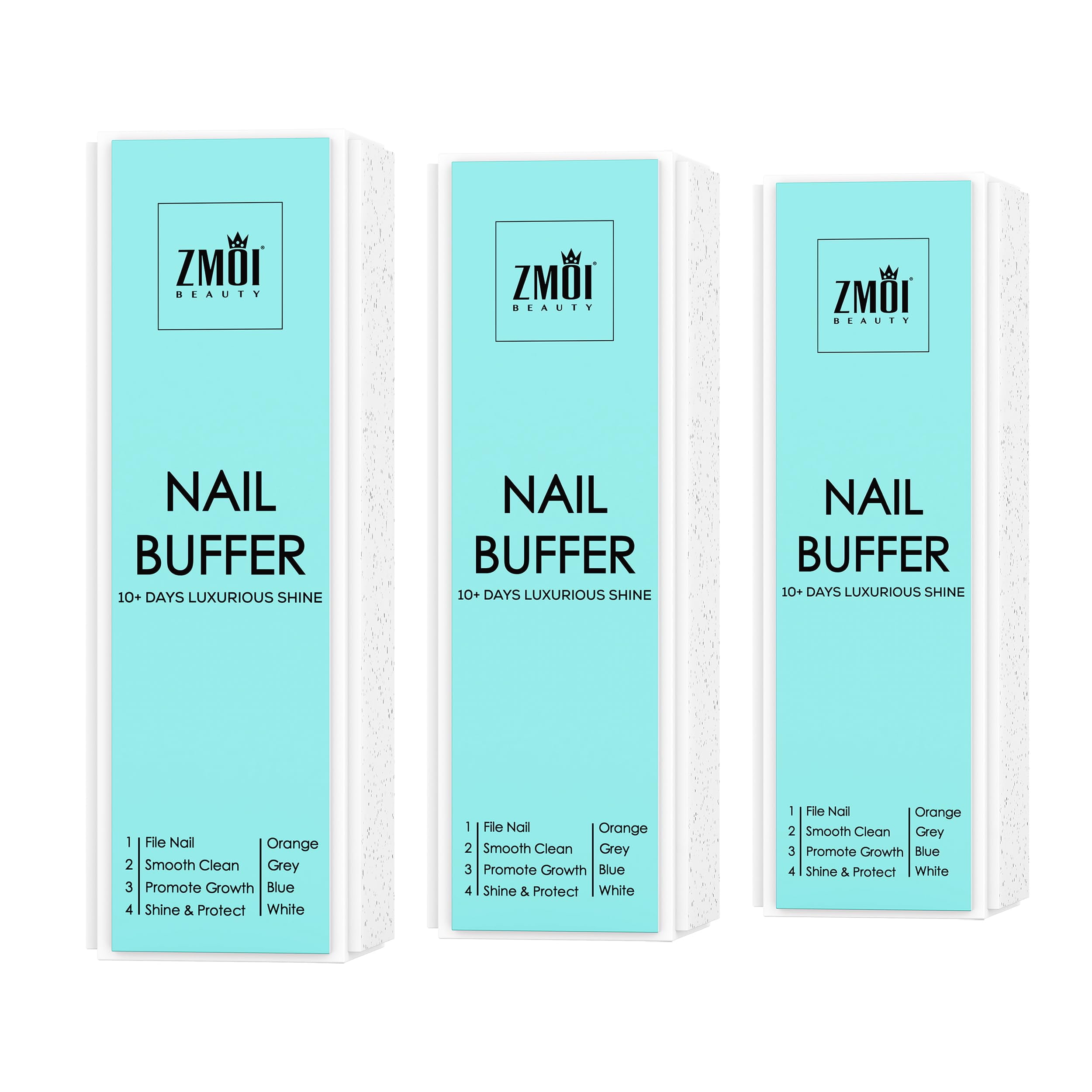 ZMOI Pro Nail Buffer Block - 3 Pack Luxurious Shine Korean 4-Way Nail ...