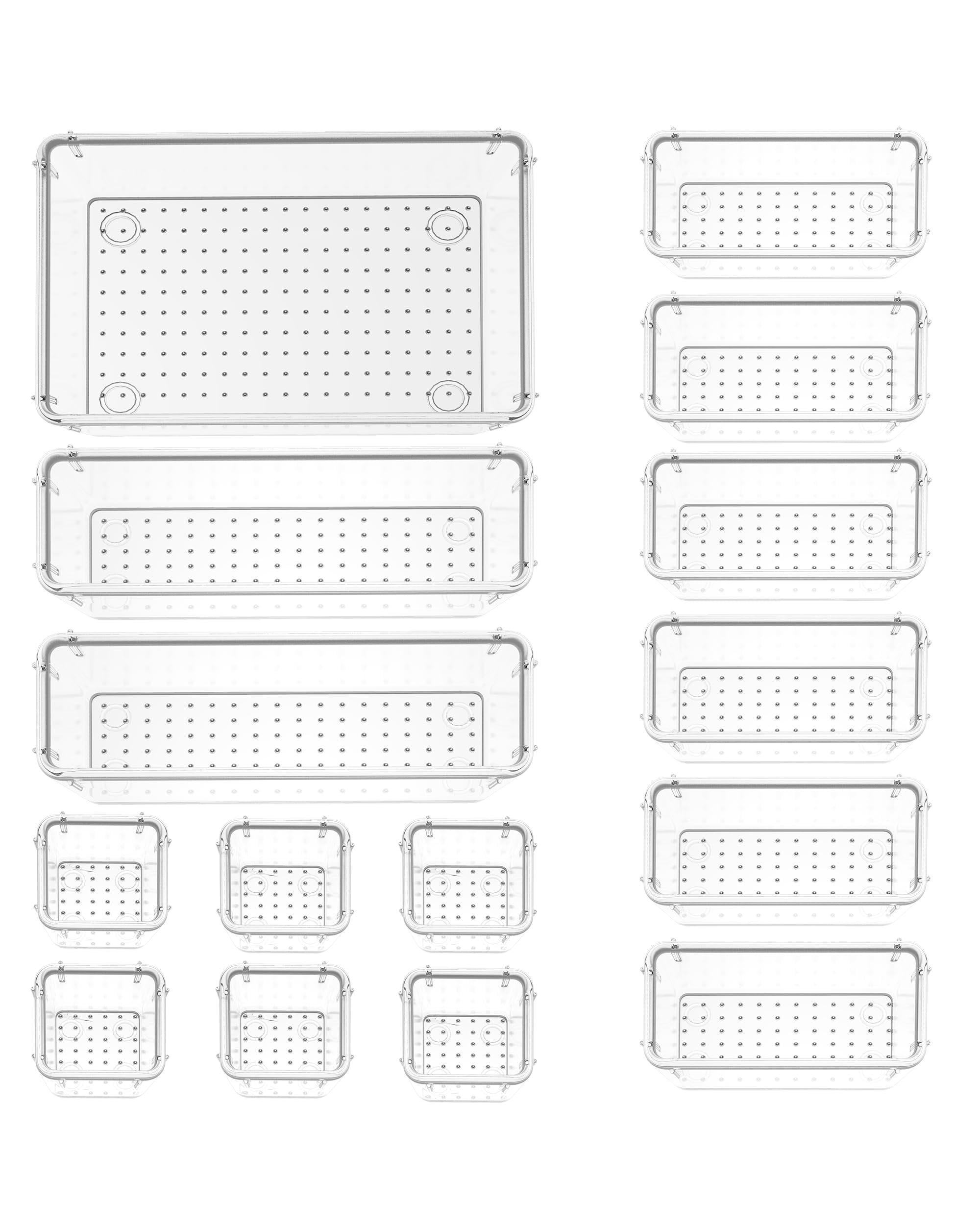 ZMS ZMS 15 Pcs Clear Plastic Storage Bins | Unbreakable & Antislip Storage Drawers Organizer for ...