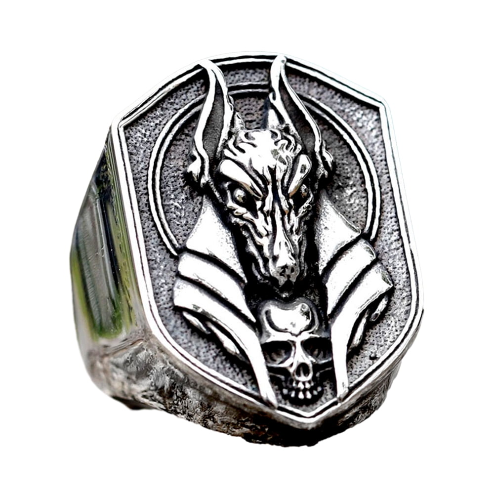 ZMY Home Anubis Engraved Skull Ring | Unique Gothic Stainless Steel ...
