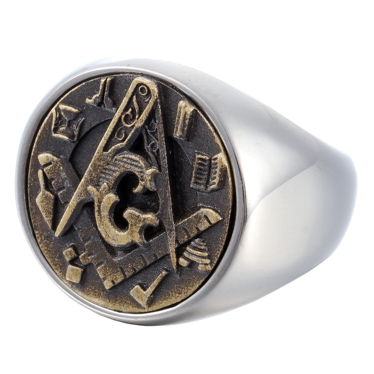 ZMY Home Masonic Rings Stainless Steel Jewelry Master Freemason Signet ...