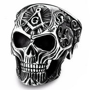 ZMY Home Skull Ring Stainless Steel Handmade Jewelry Cool Punk Rock ...