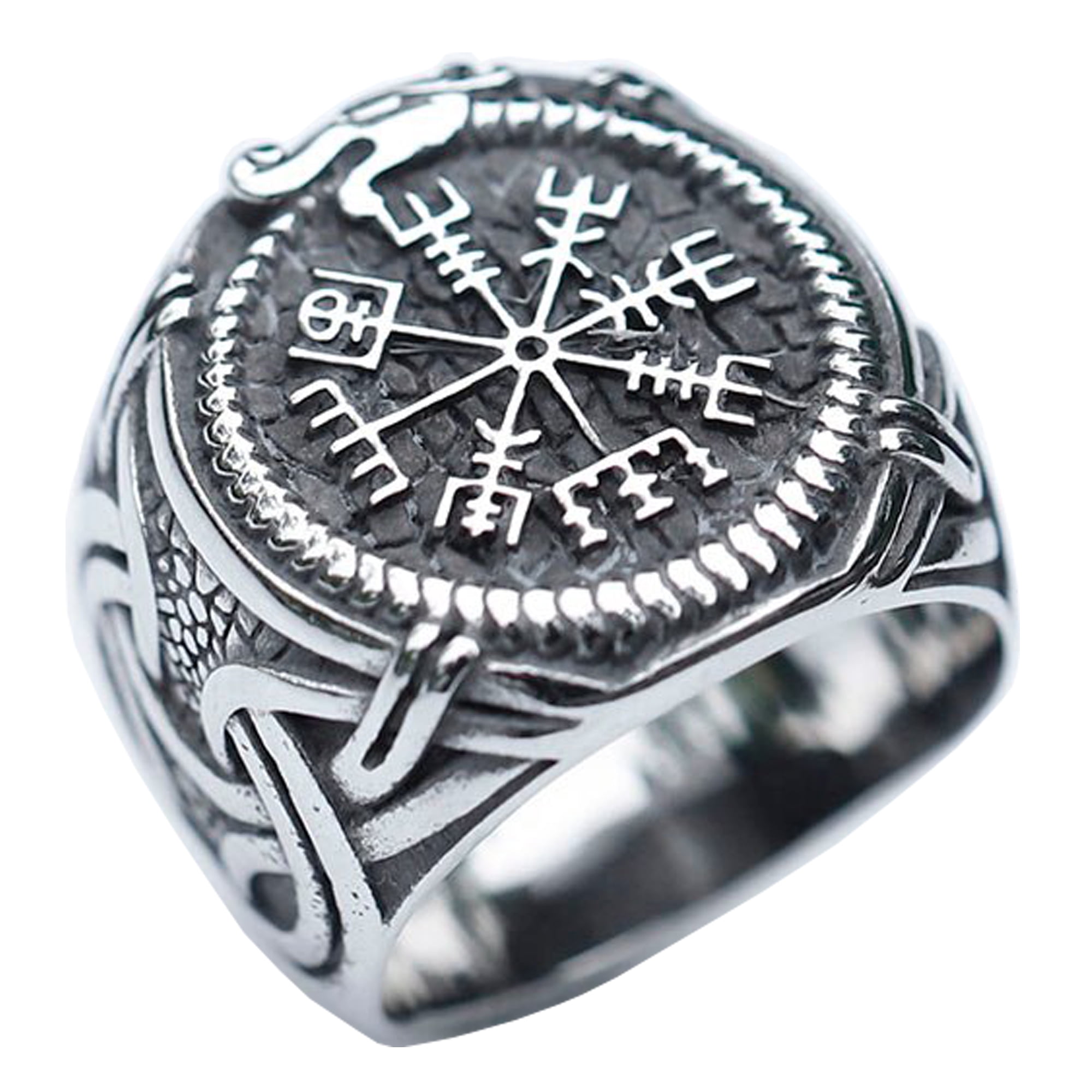 ZMY Home Rings Norse Symbol Rune Runic Compass Ring Stainless Steel ...