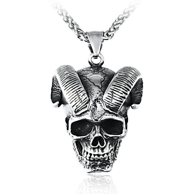 ZMY Home Skull Necklace Gothic Stainless Steel Jewelry Long Chain Punk ...