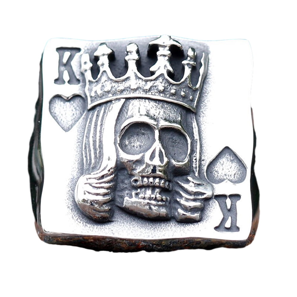 ZMY Home Stainless Steel Cool Poker Ring | Blackjack King with Skull ...