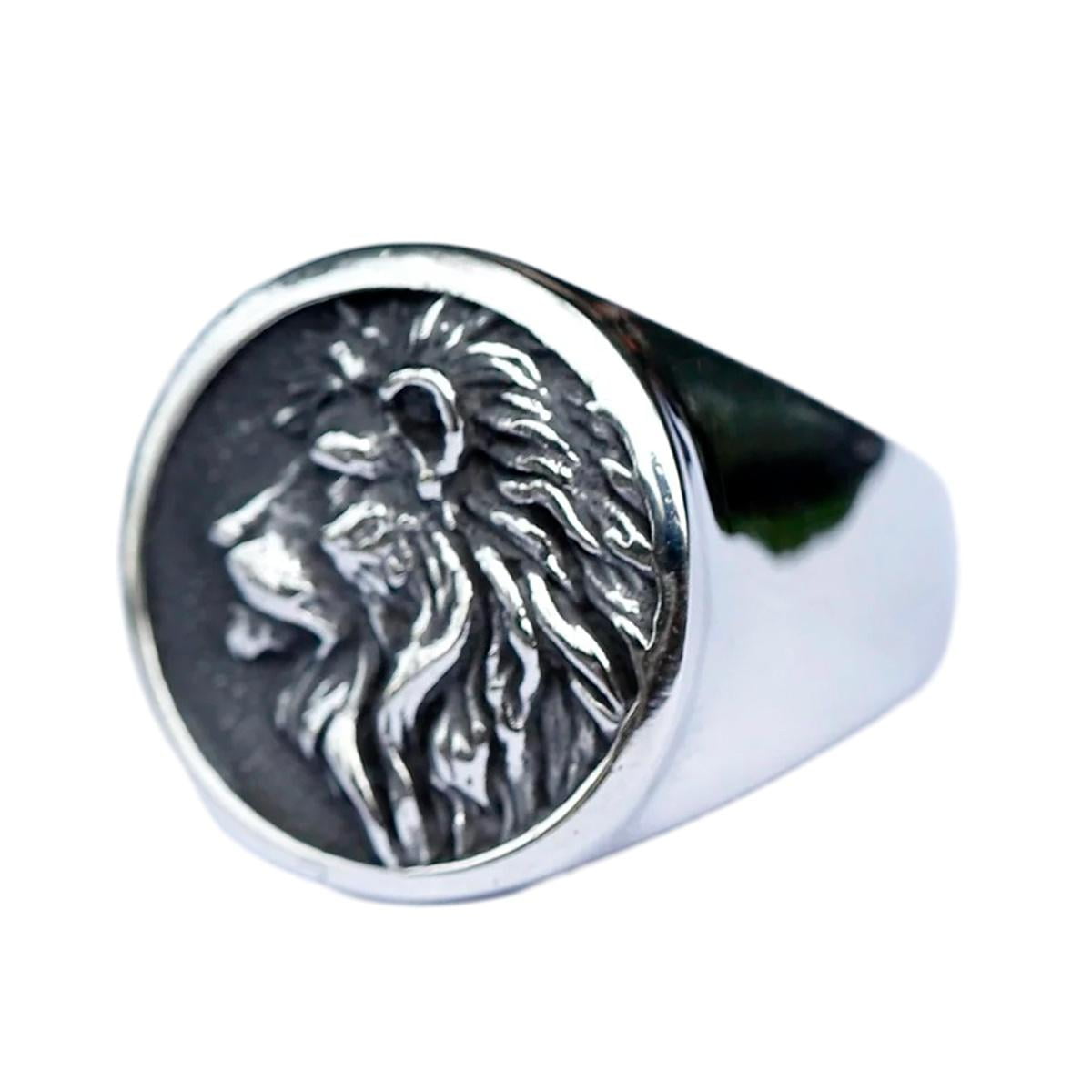 ZMY Home Stainless Steel Lion Signet Ring Animal Statement Stylish ...