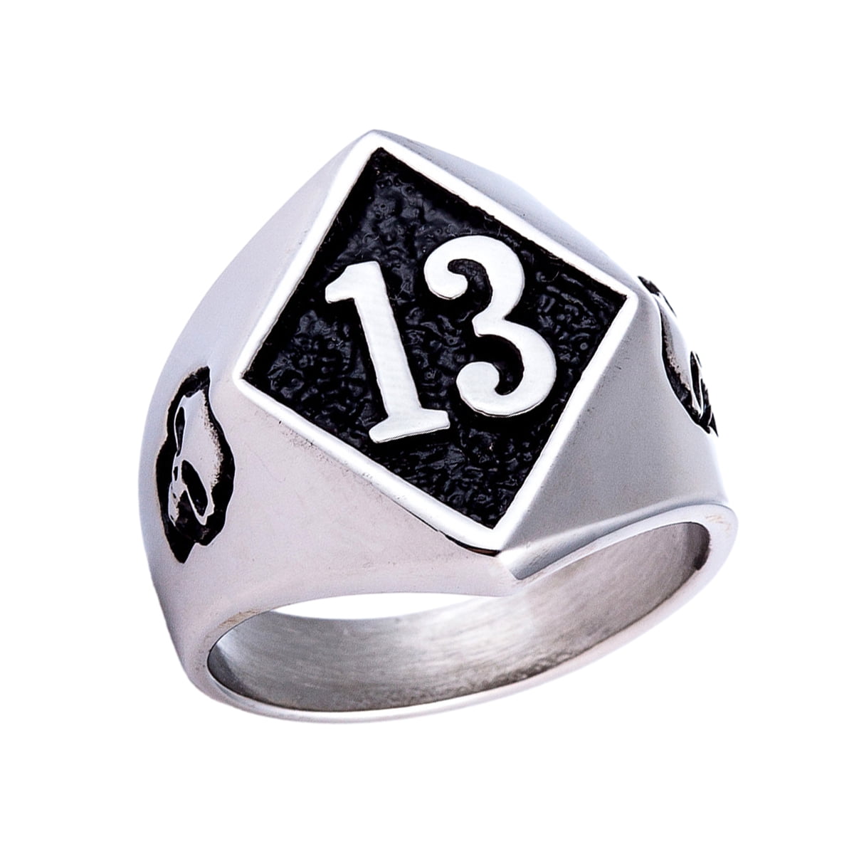 ZMY Home Stainless Steel Signet Ring - Motorcycle Design with Number 13 ...