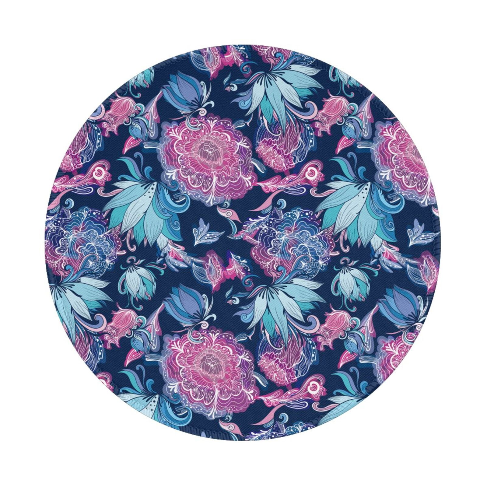 ZNDUO 2 Pack Round Mouse Pad Blue-Purple Vintage Floral Texture 7.9 ...