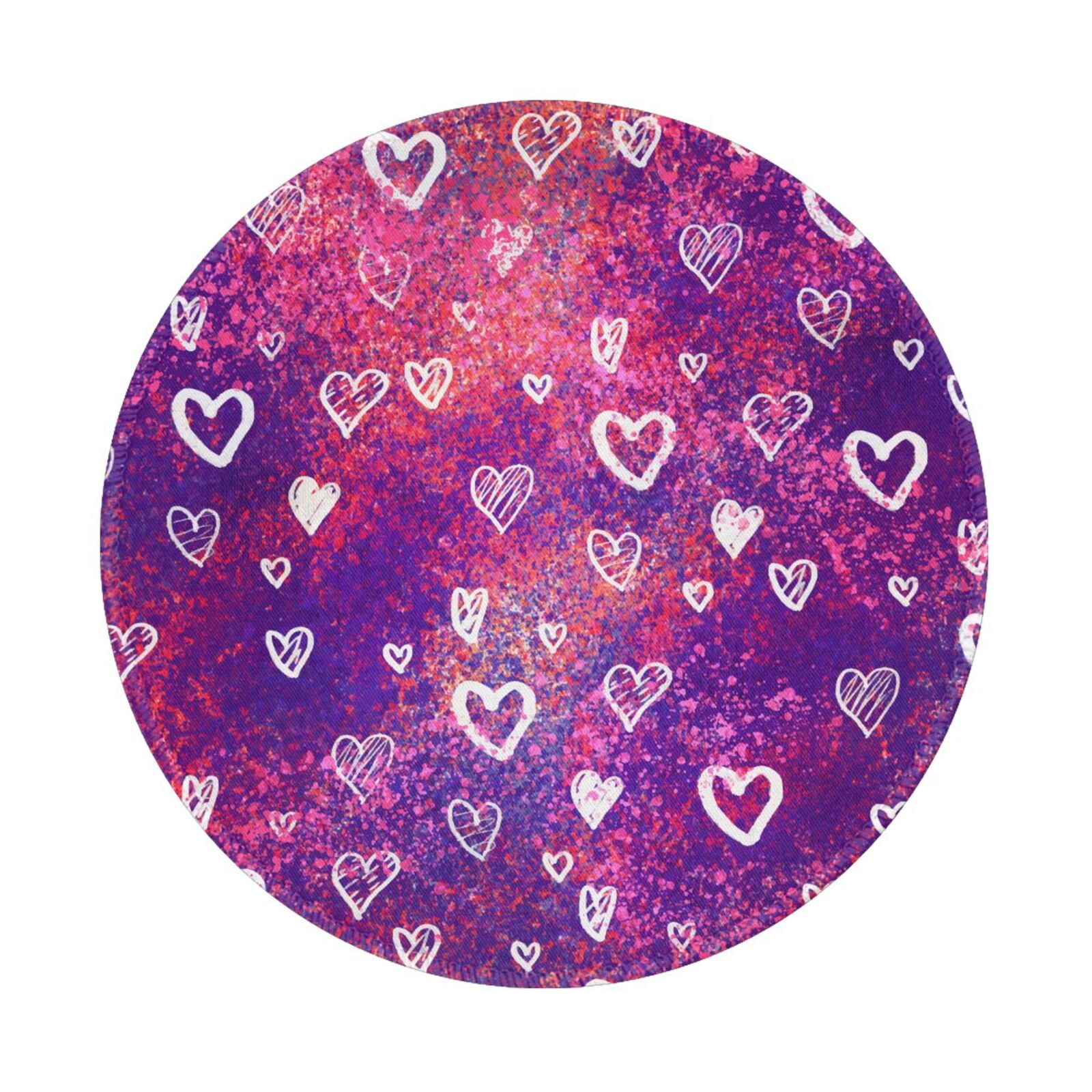 ZNDUO 2 Pack Round Mouse Pad Purple Watercolor Heart Doodle 7.9" Small ...