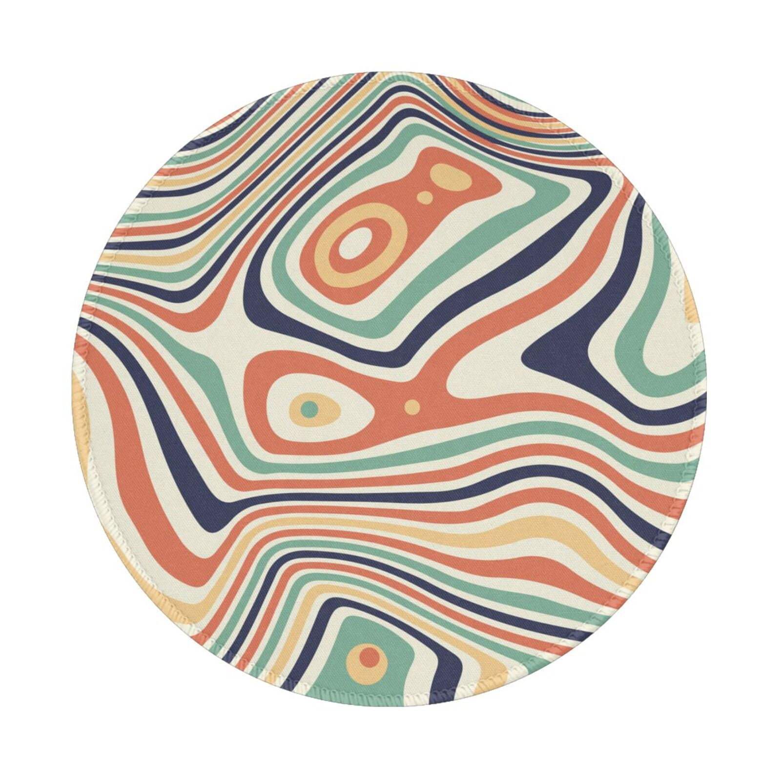ZNDUO 2 Pack Round Mouse Pad Retro Abstract Lines 7.9" Small Non-Slip ...