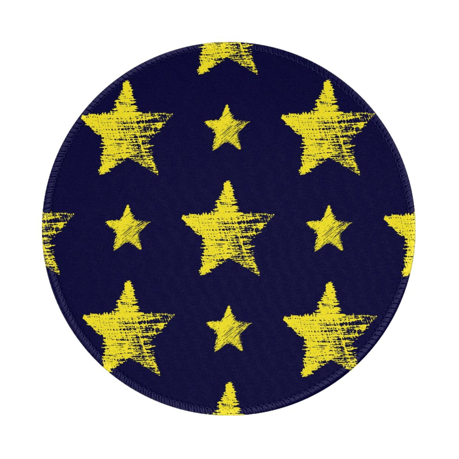 ZNDUO 2 Pack Round Mouse Pad Yellow Retro Star Doodle 7.9" Small Non ...