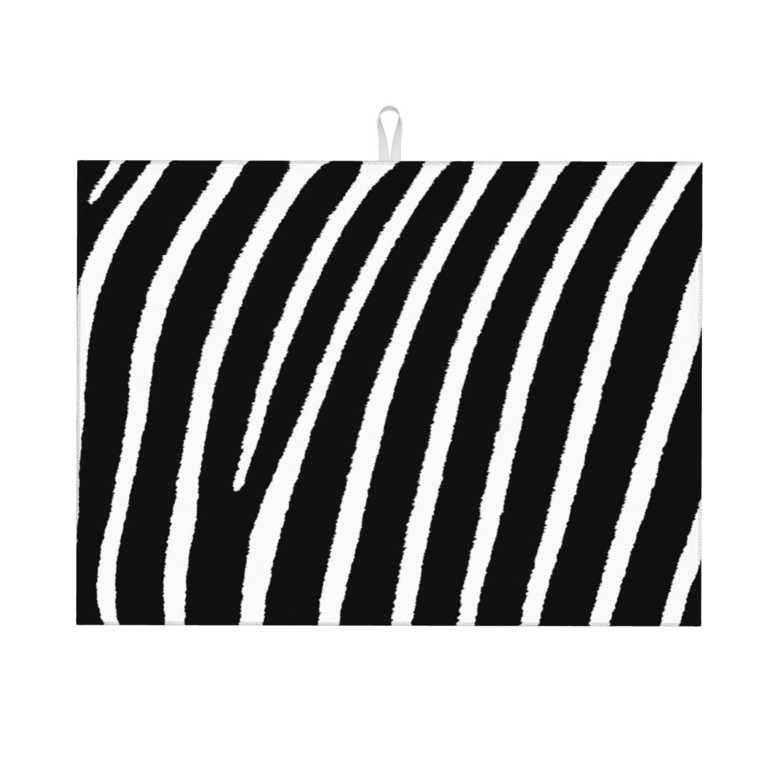 ZNDUO Absorbent Dish Drying Mat, Microfiber Zebra Stripes Pattern Dish ...