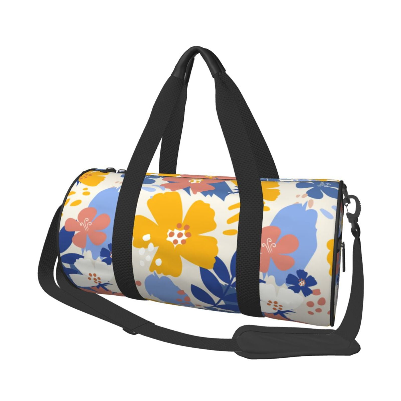 ZNDUO Abstract Blooming Flower Pattern Round Travel Bag, Sports Tote ...