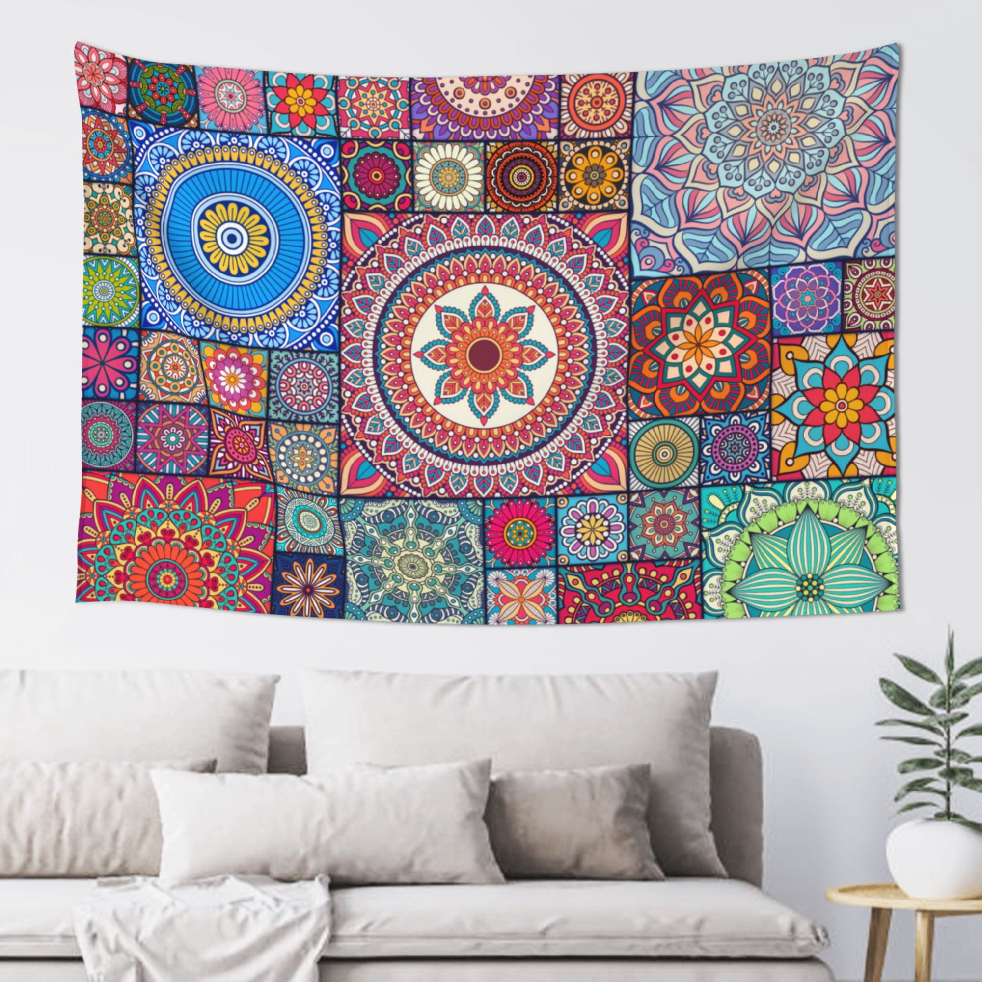 ZNDUO Abstract Mandala Flowers Tapestry, Wall Tapestries for Bedroom ...