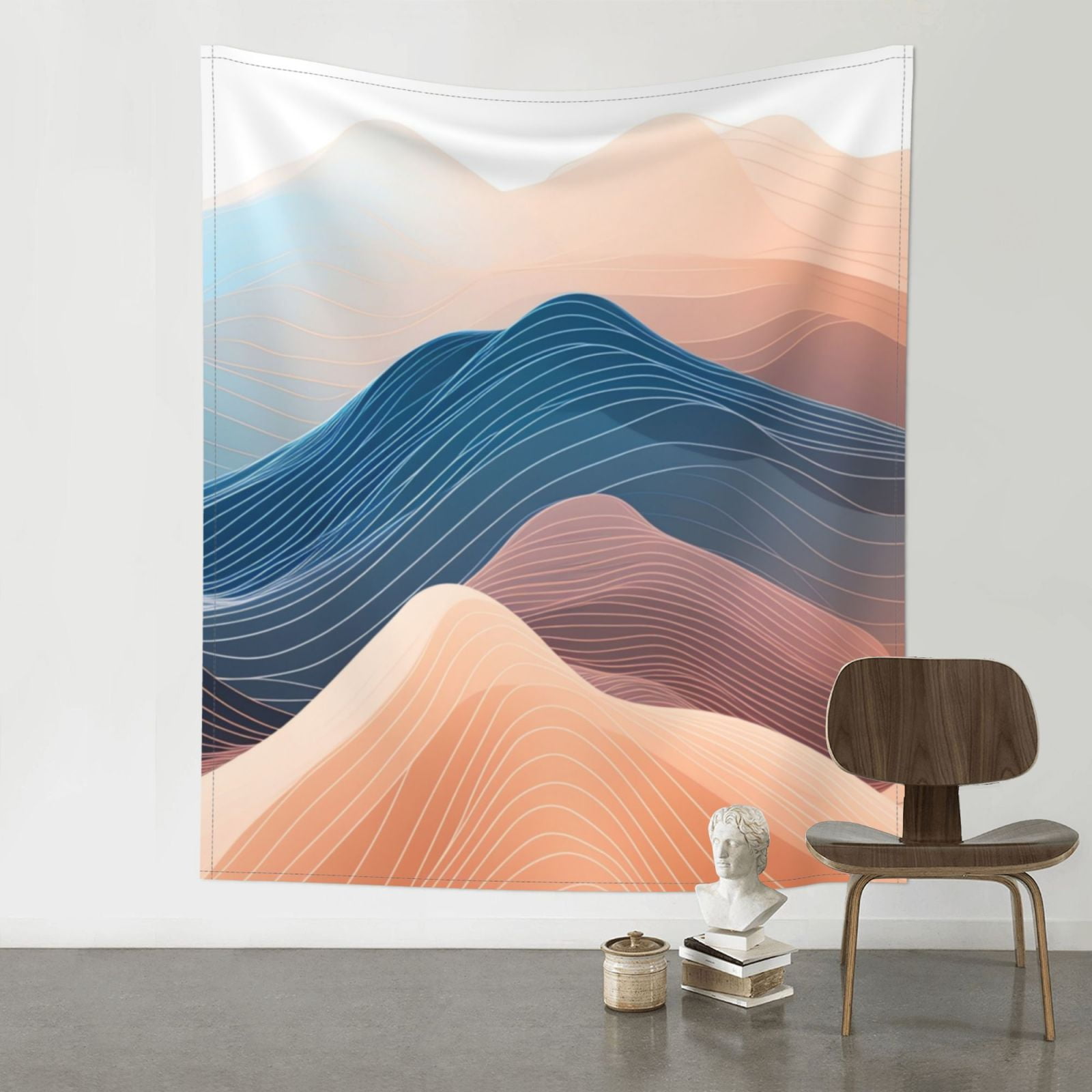 ZNDUO Abstract Mountains Line Art Pattern Wall Tapestry, Tapestries for ...