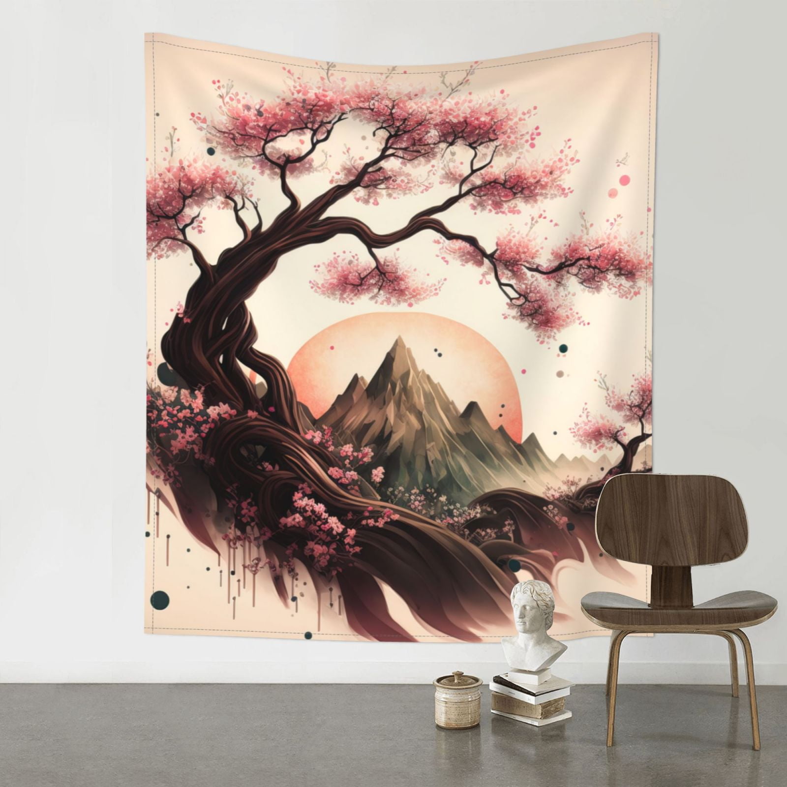 ZNDUO Abstract Pink Cherry Blossom Pattern Wall Tapestry, Tapestries ...