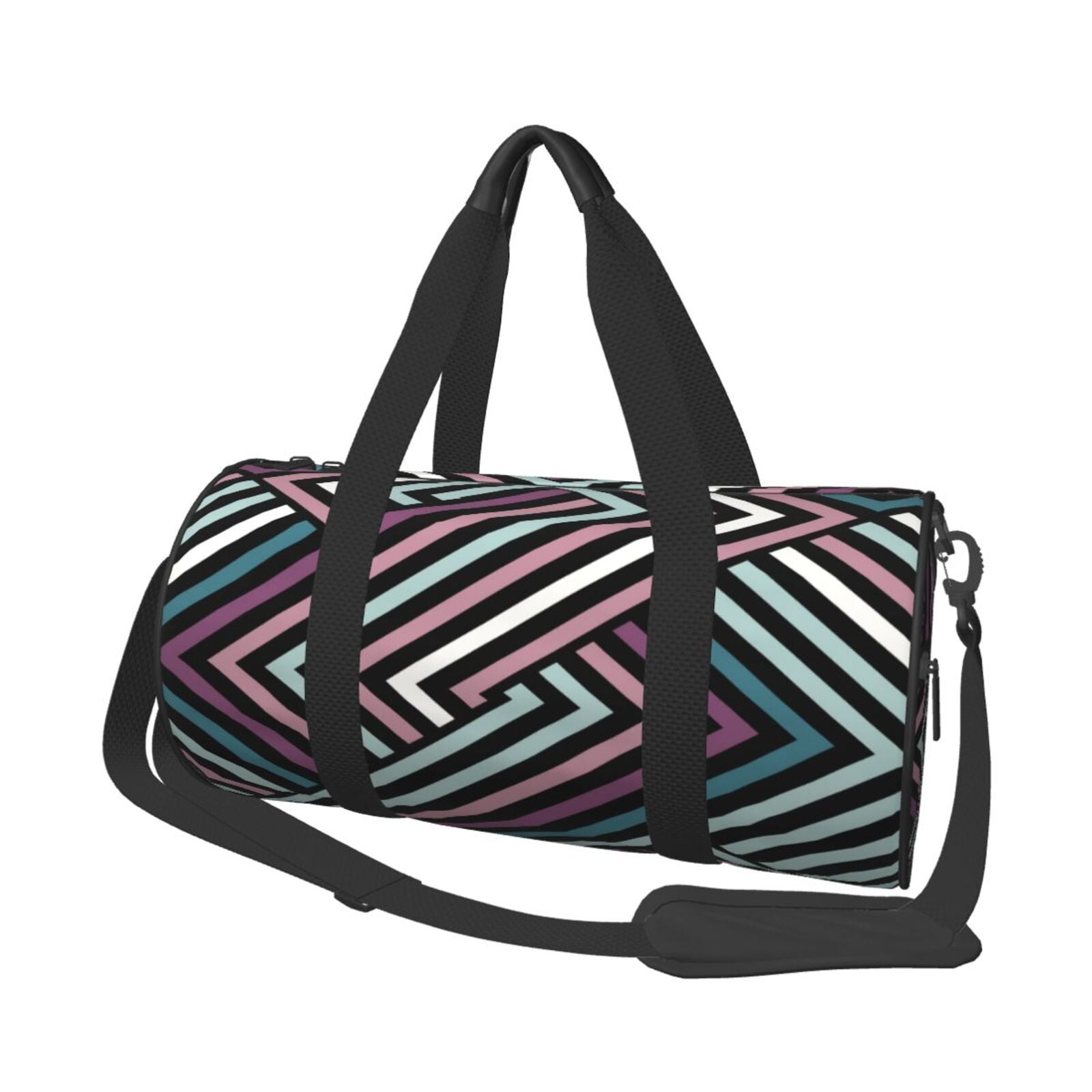 ZNDUO Abstract Stripes Pattern Round Travel Bag, Sports Tote Gym ...