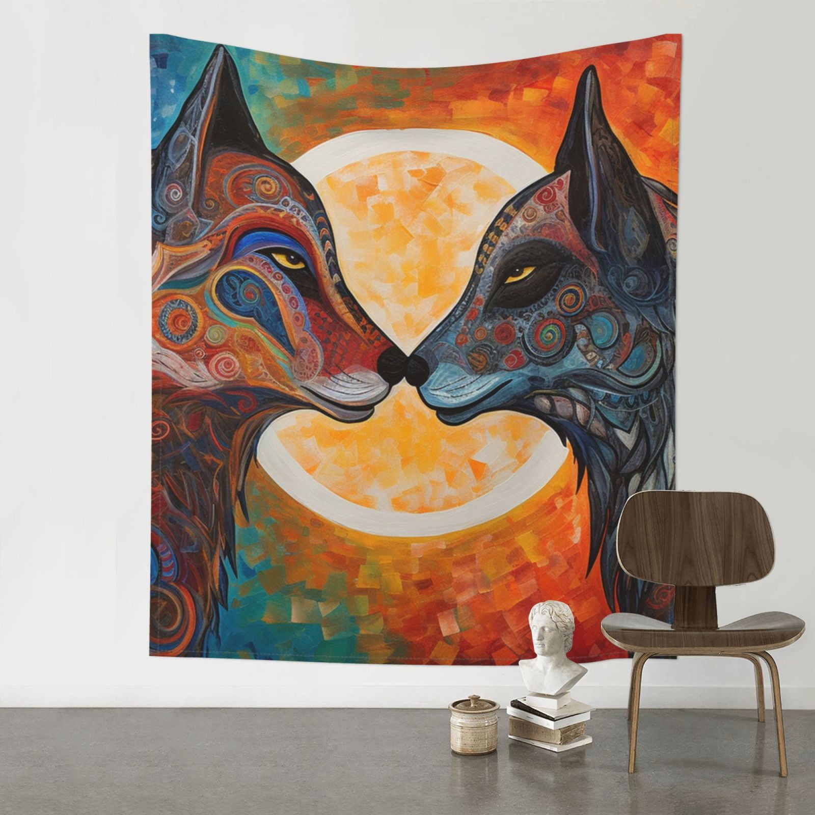 ZNDUO Aesthetic Abstract Foxs Pattern Wall Tapestry, Tapestries for ...