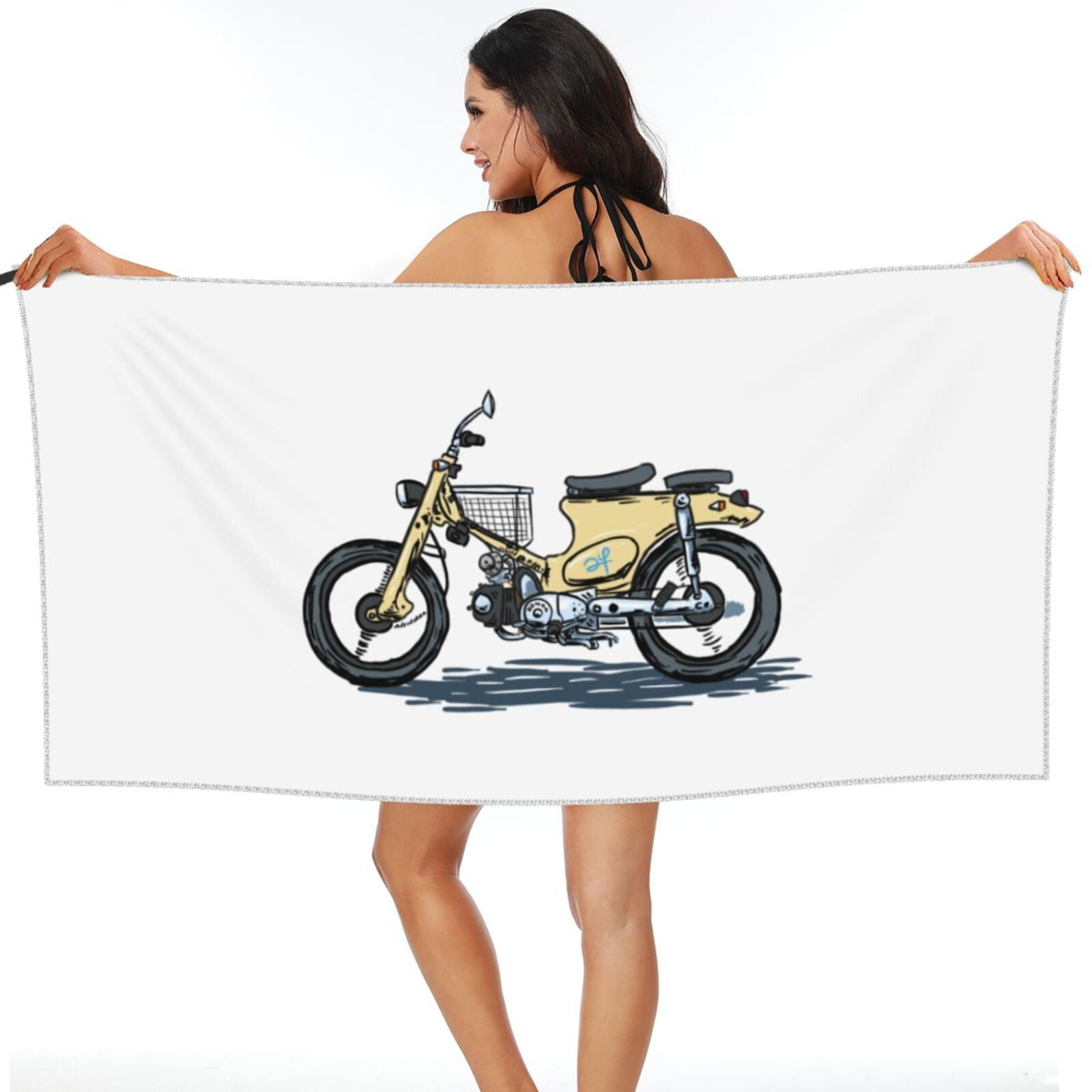 ZNDUO Bath Towel, Retro Classic Motorcycle Pattern Oversized Quick Dry ...