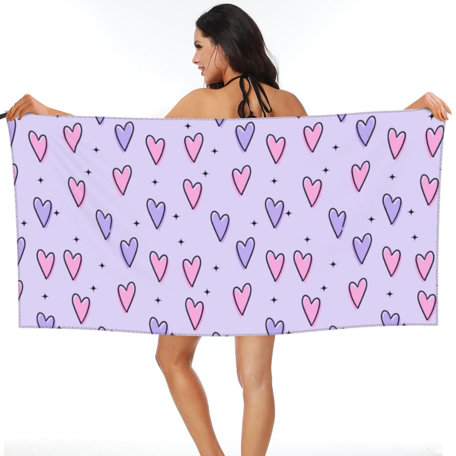 ZNDUO Bath Towel, Spark Love Heart Pattern Oversized Quick Dry Bath ...
