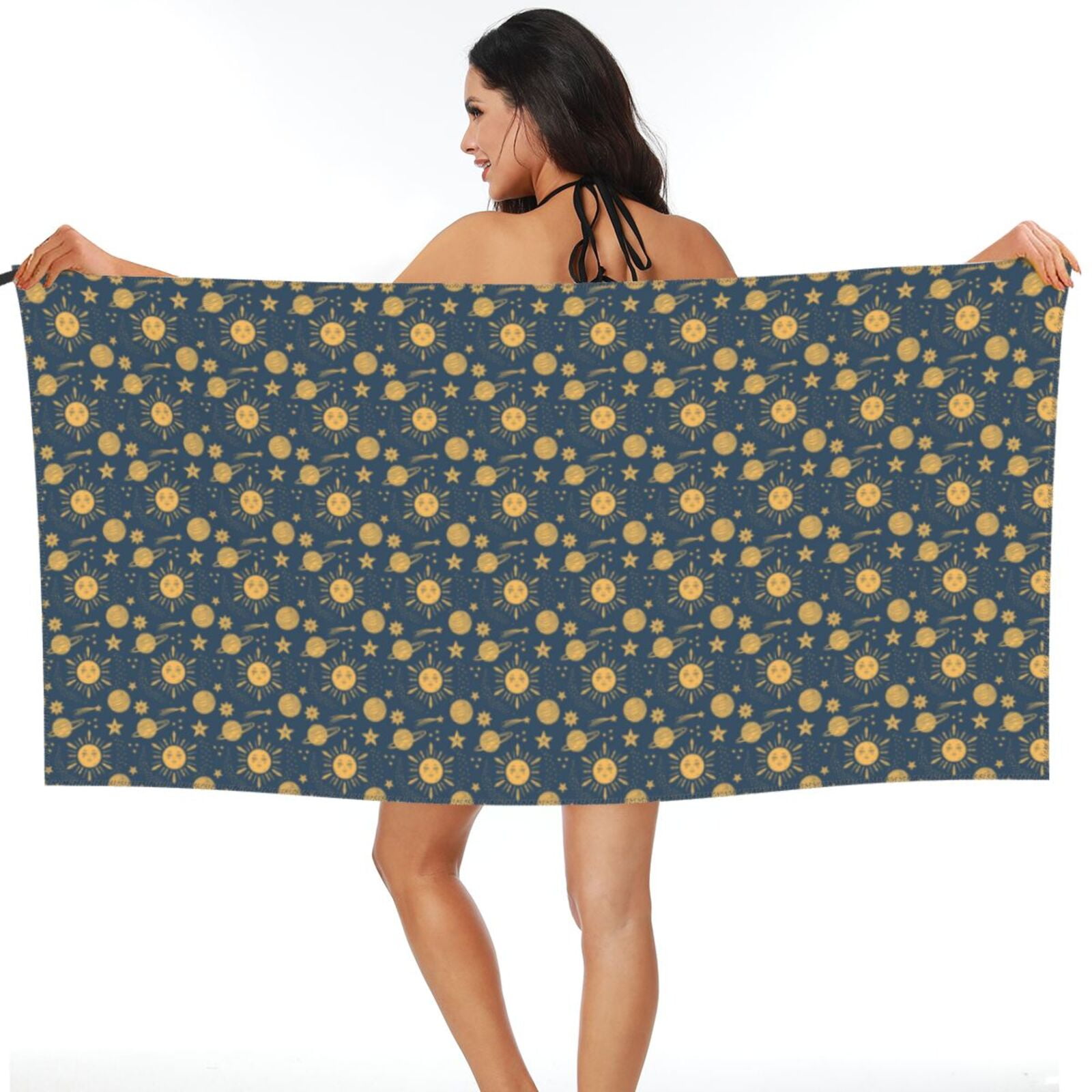 ZNDUO Beach Towel, Cartoon Galaxy Pattern Oversized Quick Dry Bath ...
