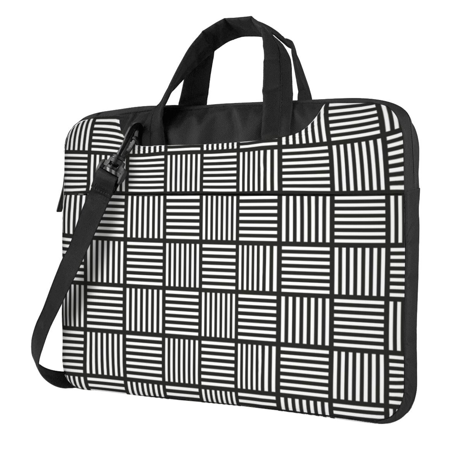 ZNDUO Black Minimalist Lines Pattern Laptop Bag, 15.6 inch Business ...