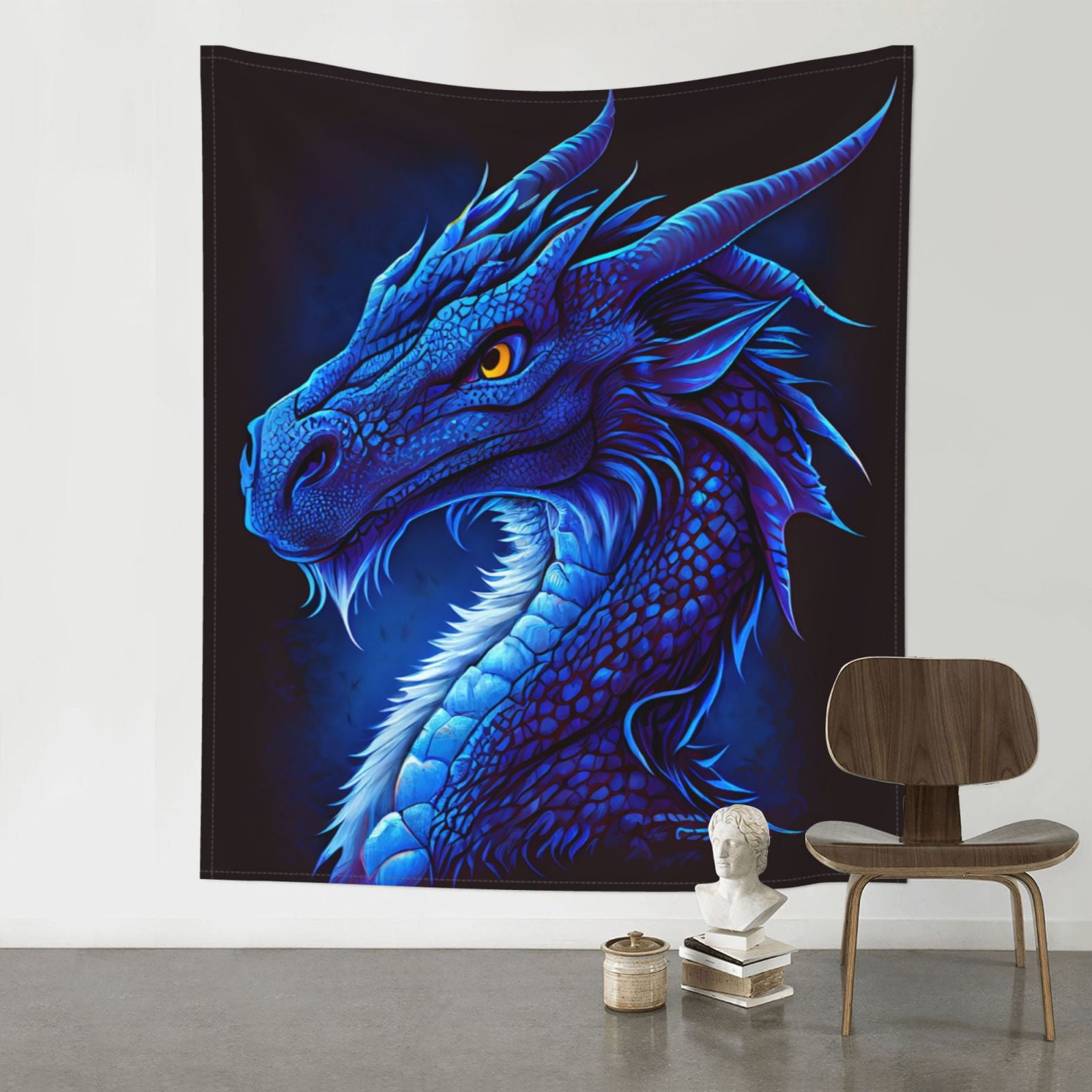 ZNDUO Blue Cartoon Dragon Pattern Wall Tapestry, Tapestries for Living ...