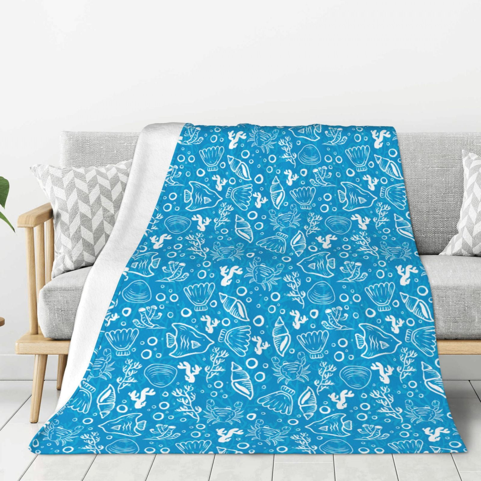 ZNDUO Blue Cartoon Sea Creature Graffiti Pattern Pattern Thickening ...