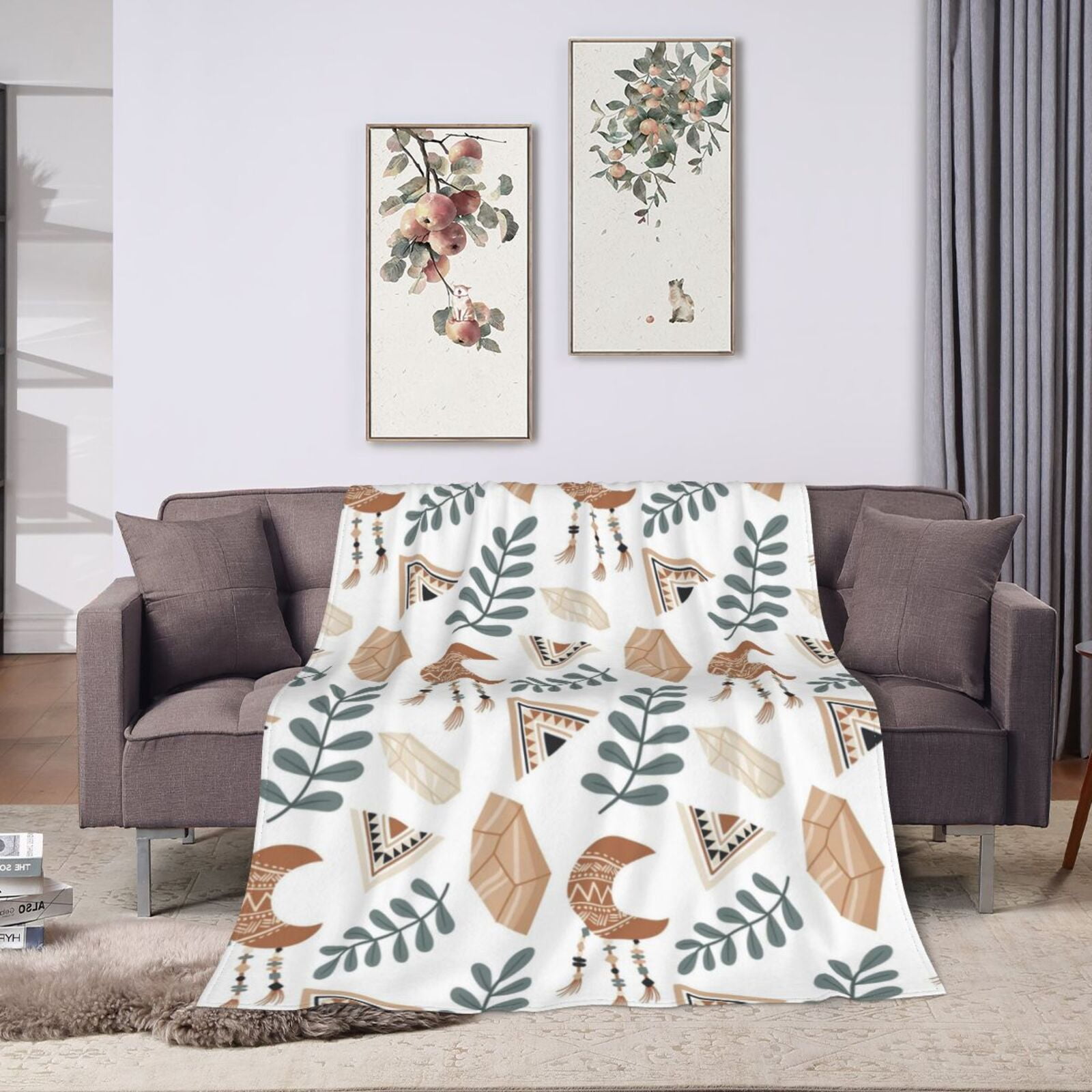 ZNDUO Bohemian Hippie Fancy Pattern Throw Blanket, Lightweight Cozy ...