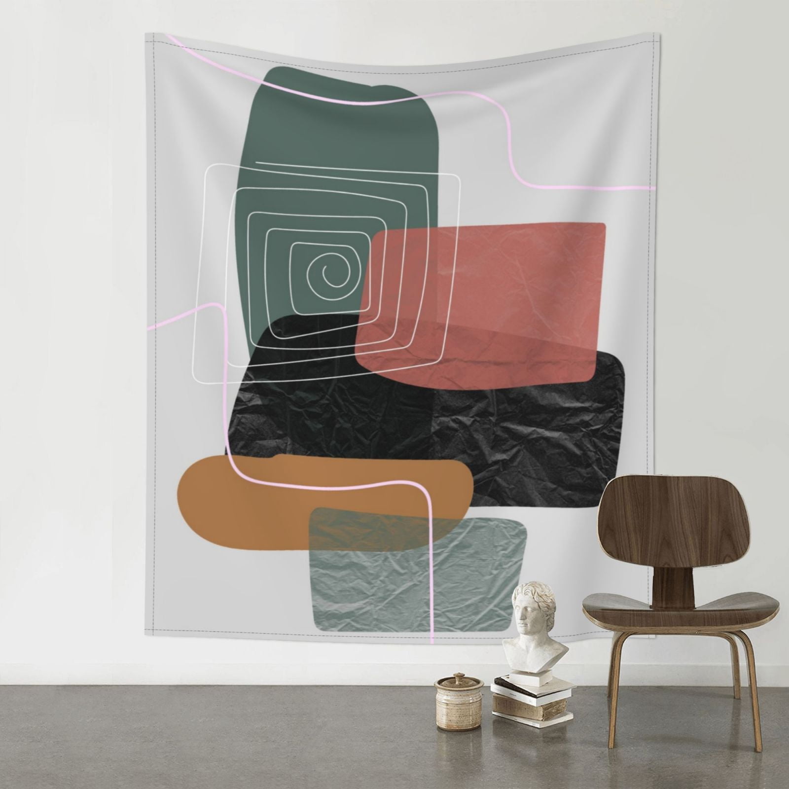 ZNDUO Boho Square Line Design Pattern Wall Tapestry, Tapestries for ...